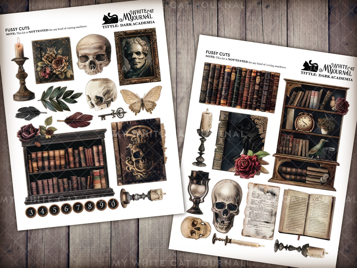 Dark Academia Printable Stickers | Gothic Ephemera Kit | Junk Journal ...