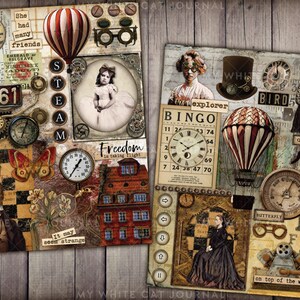 Junk Journal, Printable Collage Paper, Steampunk, Simple Machine ...