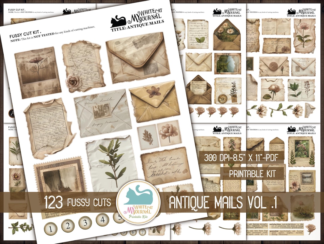 Antique Mail Ephemera Kit | Printable Junk Journal Pages | Vintage ...