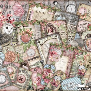 Junk Journal, Sweet Serenity, Shabby Pink, Printable, Ephemera, Collage ...