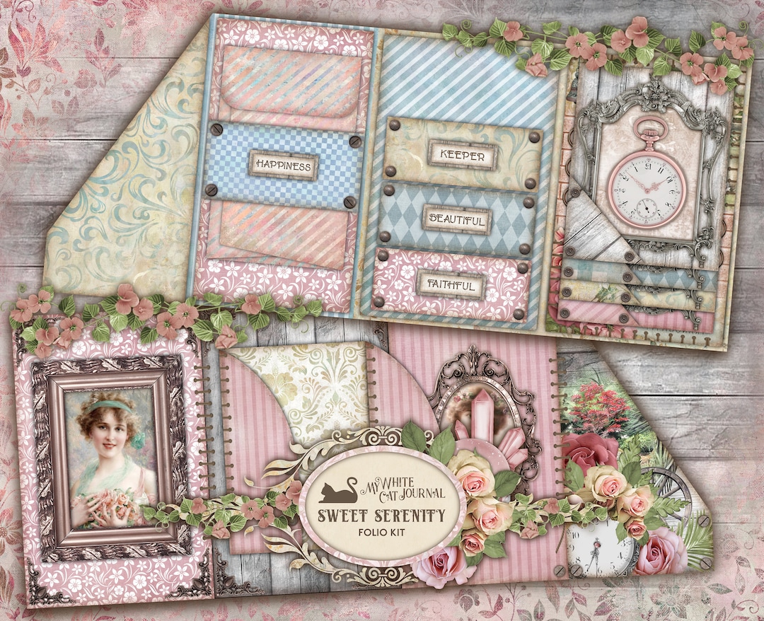 Junk Journal, Sweet Serenity, Shabby Pink, Folio Kit, Folding Folio ...