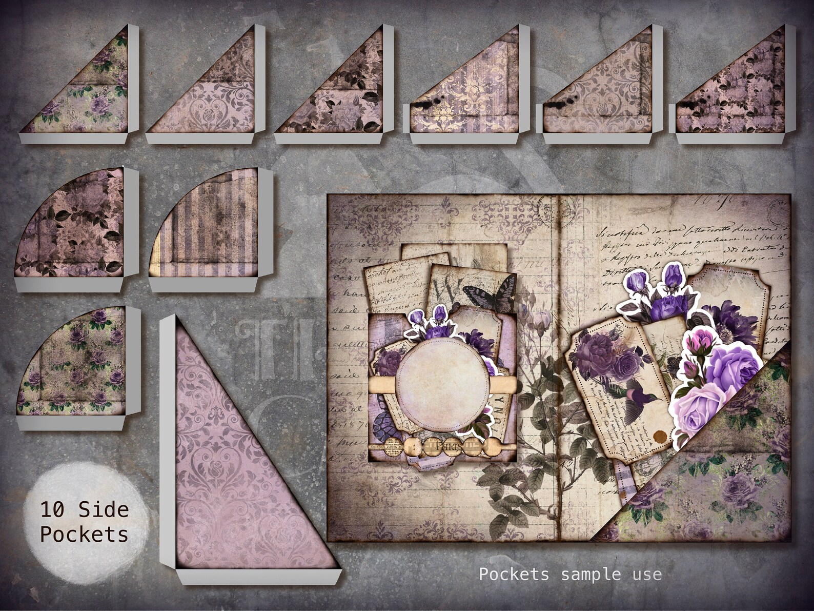 Junk Journal Kit Purple Butterfly Floral Bird Ephemera - Etsy