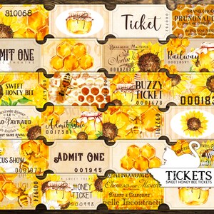 Junk Journal, Sunflower, Honey Bee, Tickets, Printable, Ephemera ...