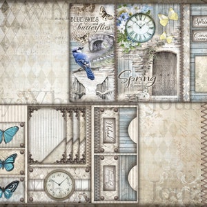 Junk Journal, Time For Spring, French Blue, Folio Kit, Trifold Folio 
