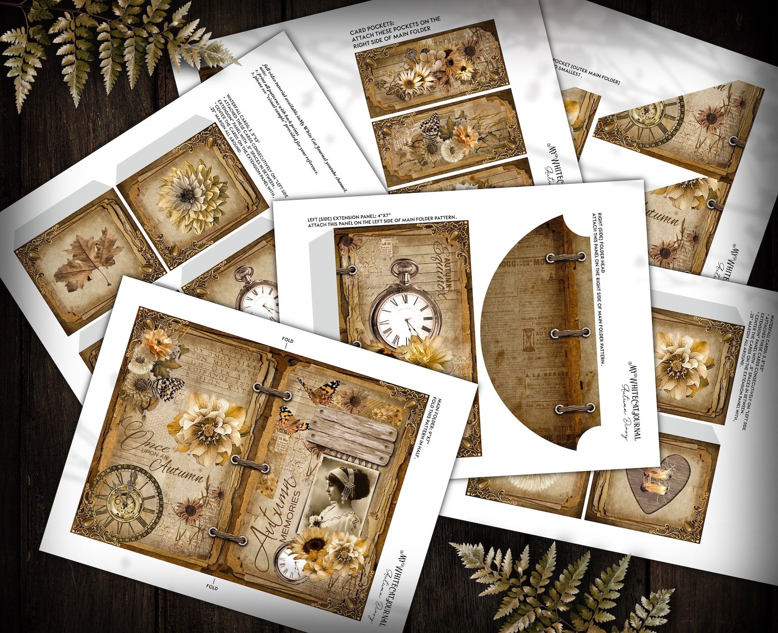 Junk Journal, Autumn Diary, Folio, Folding Folio, Loaded Folder, Craft Kit, Printable, Ephemera ...