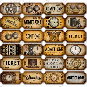 Junk Journal, Printable Ticket, Steampunk, Timeless, Collage Sheets ...