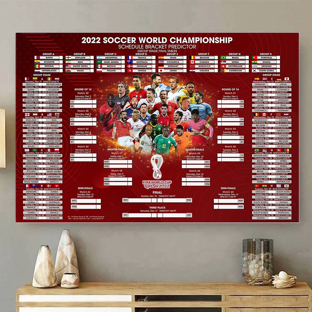 48 X 32 2022 World Cup Schedule Bracket Etsy