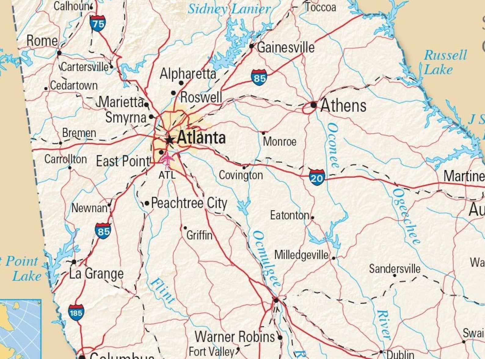 Georgia State Map Large Print Poster United States State - Etsy Georgia State Map Large Print Poster United States State - Etsy