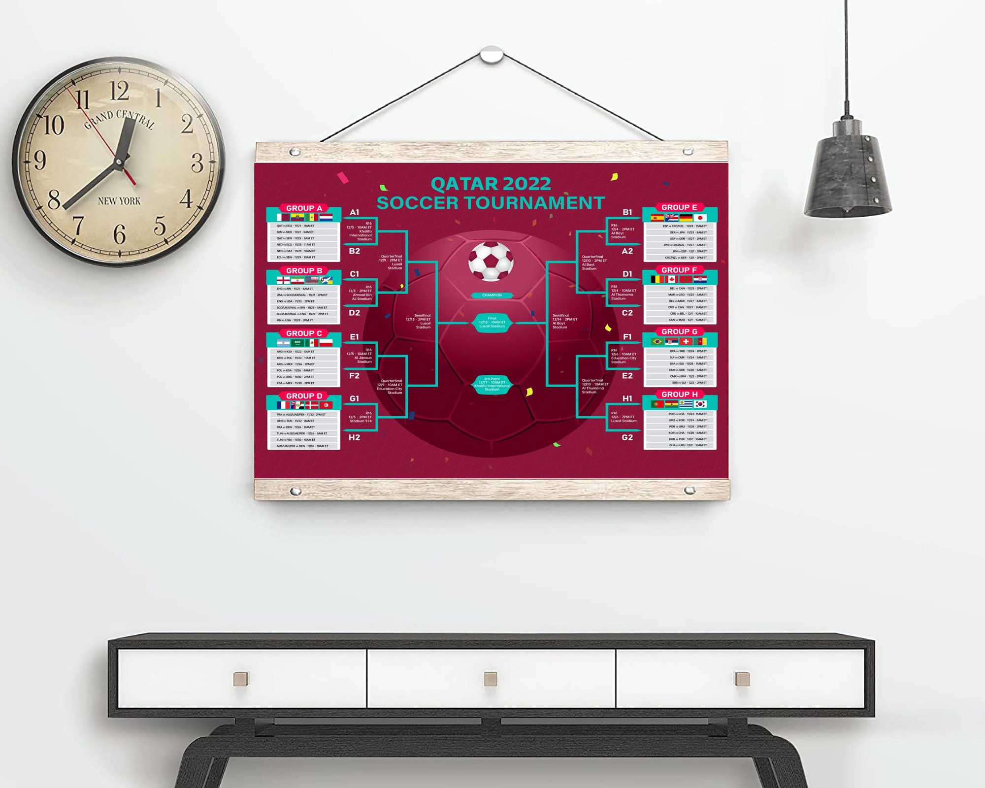 2022 World Cup Schedule Bracket Prediction Wall-Chart, FIFA World Cup ...