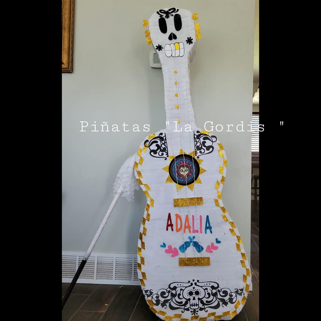 Guitar of Coco Pinata/ Guitar Piñata/ Coco Decorations/ White Guitar Coco Party Ideas / Music ...