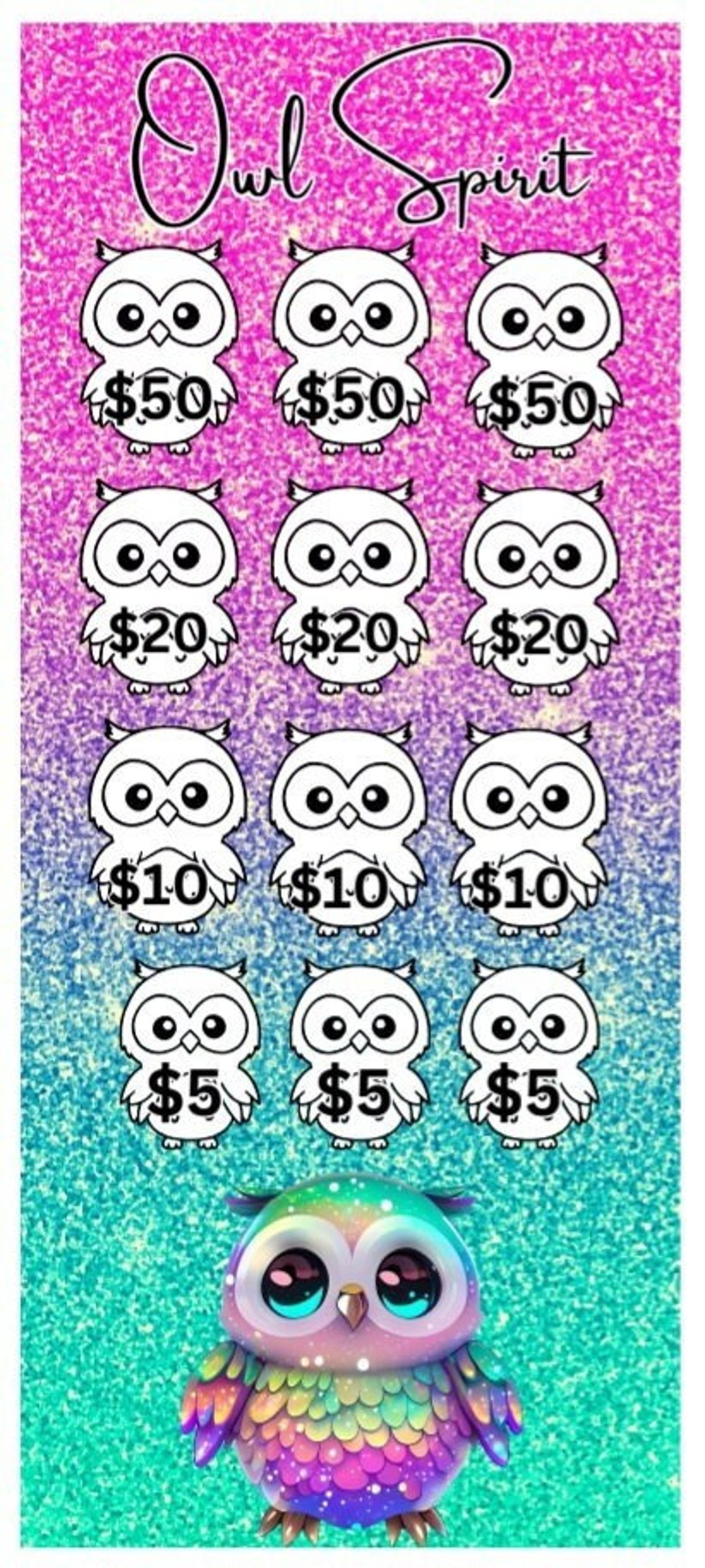 Owl Spirit Savings Challenge - Etsy