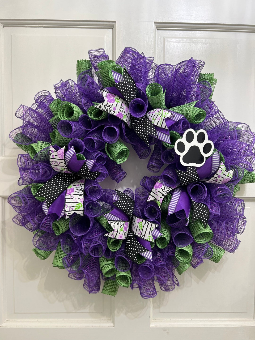 Dog Paw Door Wreath, Front Door Wreath, Porch Dog Wreath, Foyer Dog ...