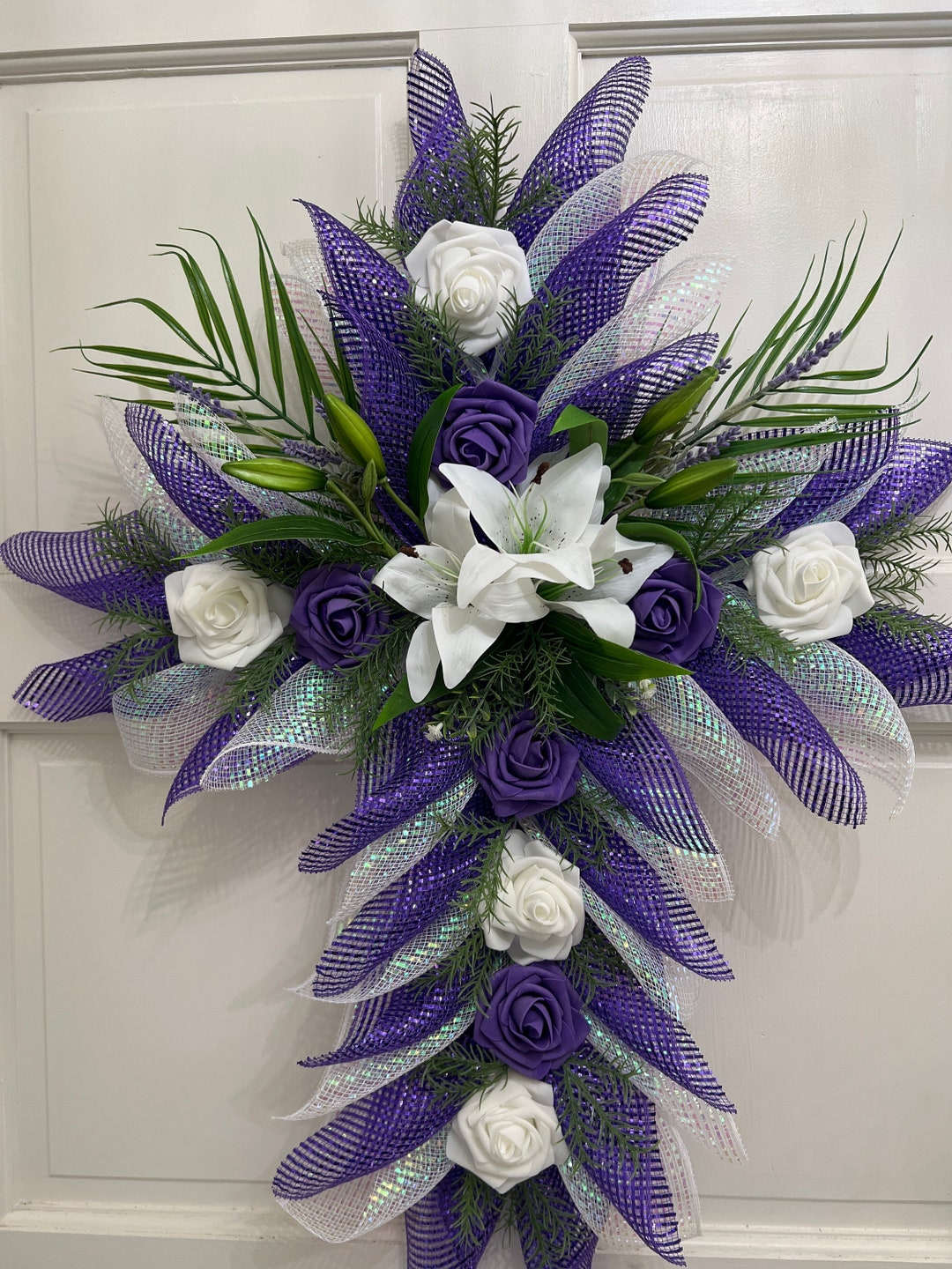 Easter Cross Wreath, Cemetery,cemetery Flowers. Faux Flowers. Church ...