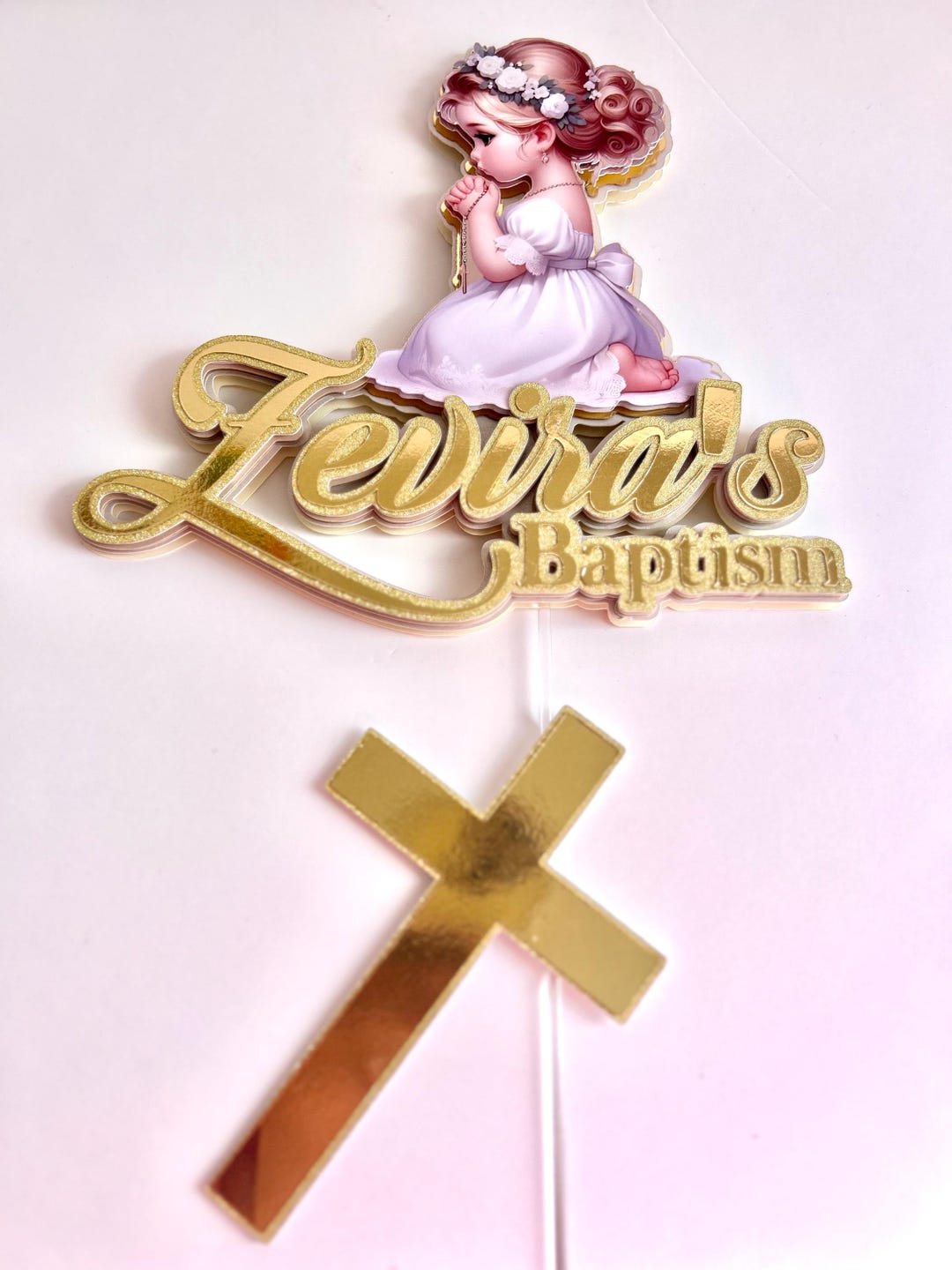 Baptism Cake Topper First Holly Comunión Cake Topper, Christian Cake ...