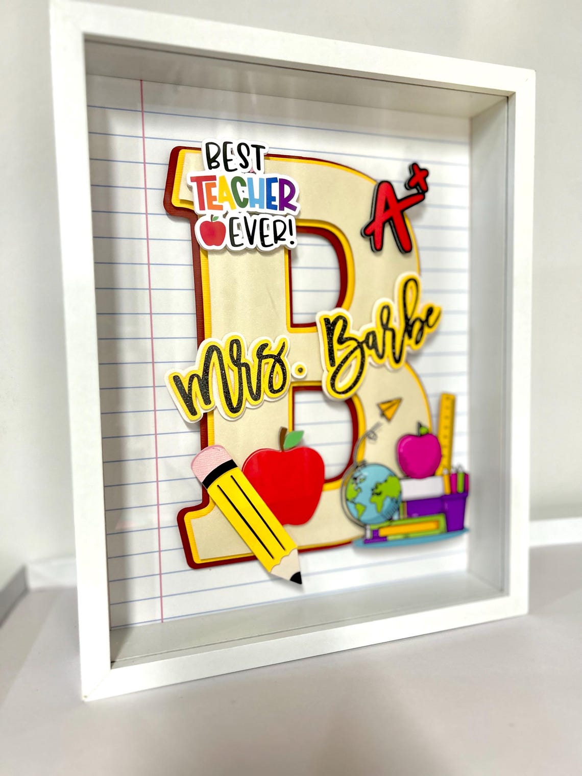 Teacher 3d Letter, Teacher Shadow Box, Teacher Sign, Shadow Box, - Etsy