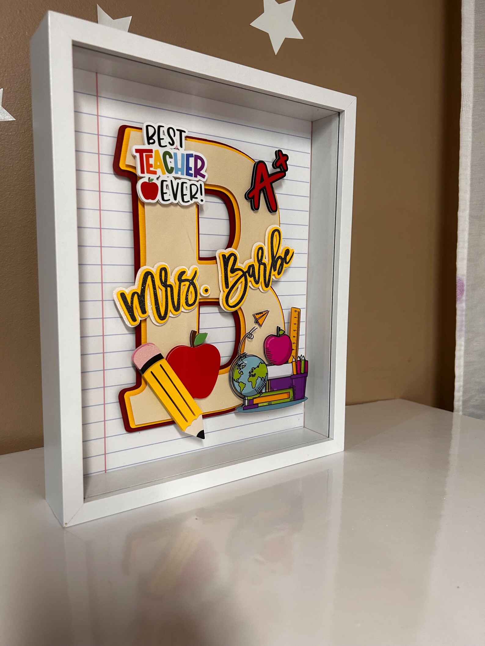 Teacher 3d Letter, Teacher Shadow Box, Teacher Sign, Shadow Box, - Etsy