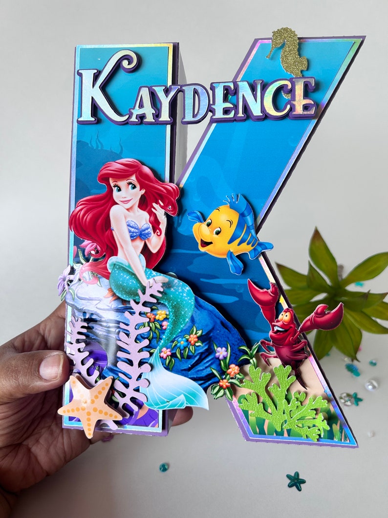 Little Mermaid 3d Letter, Ariel 3D Letter, Little Mermaid Party ...