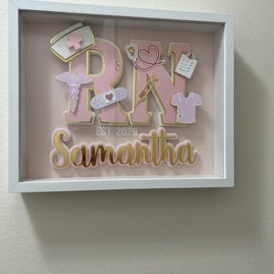 Pink Nurse Shadow Box, Nurse 3d Letter, Graduation Present, Graduation ...