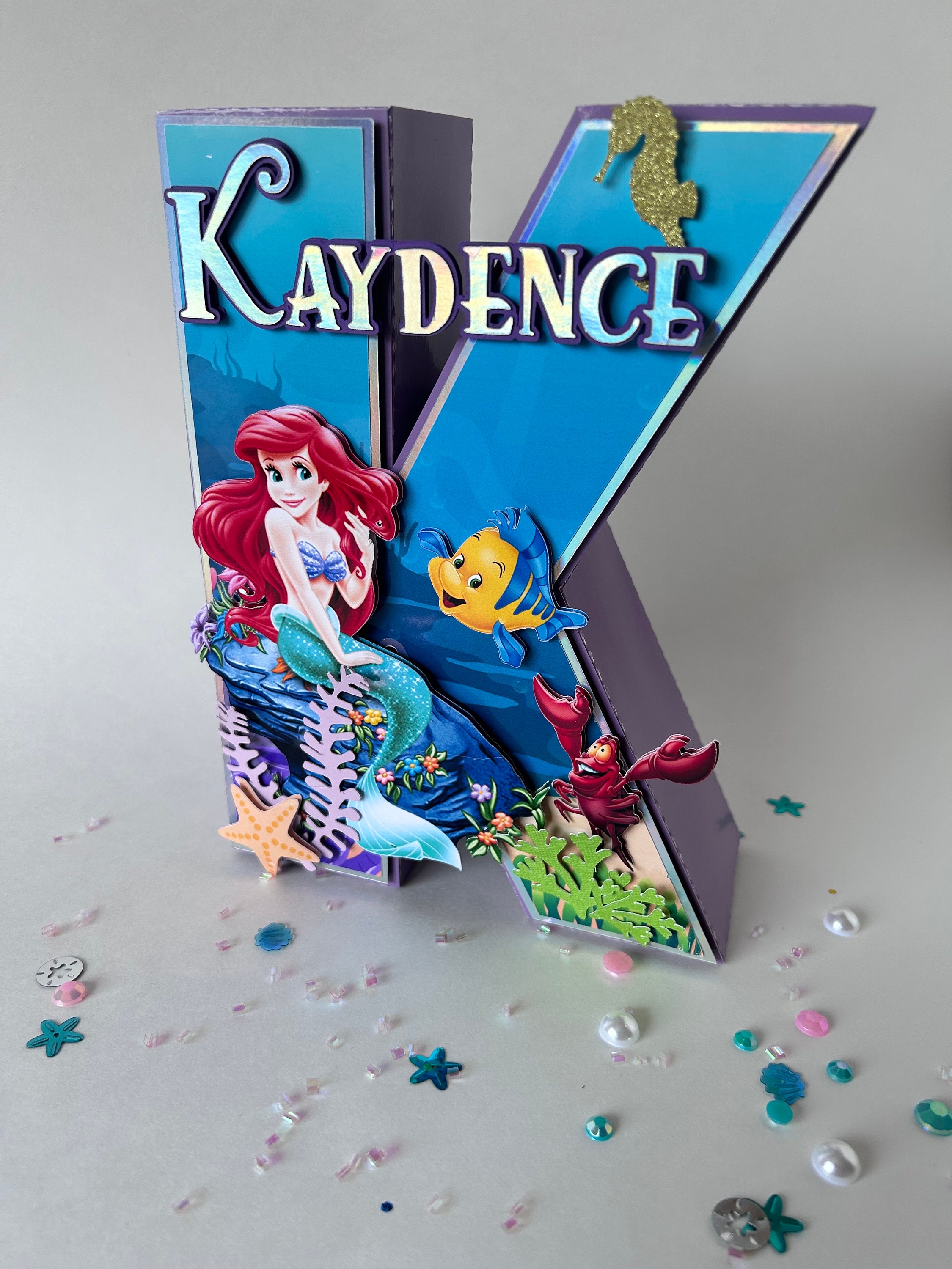 Little Mermaid 3d Letter, Ariel 3D Letter, Little Mermaid Party ...