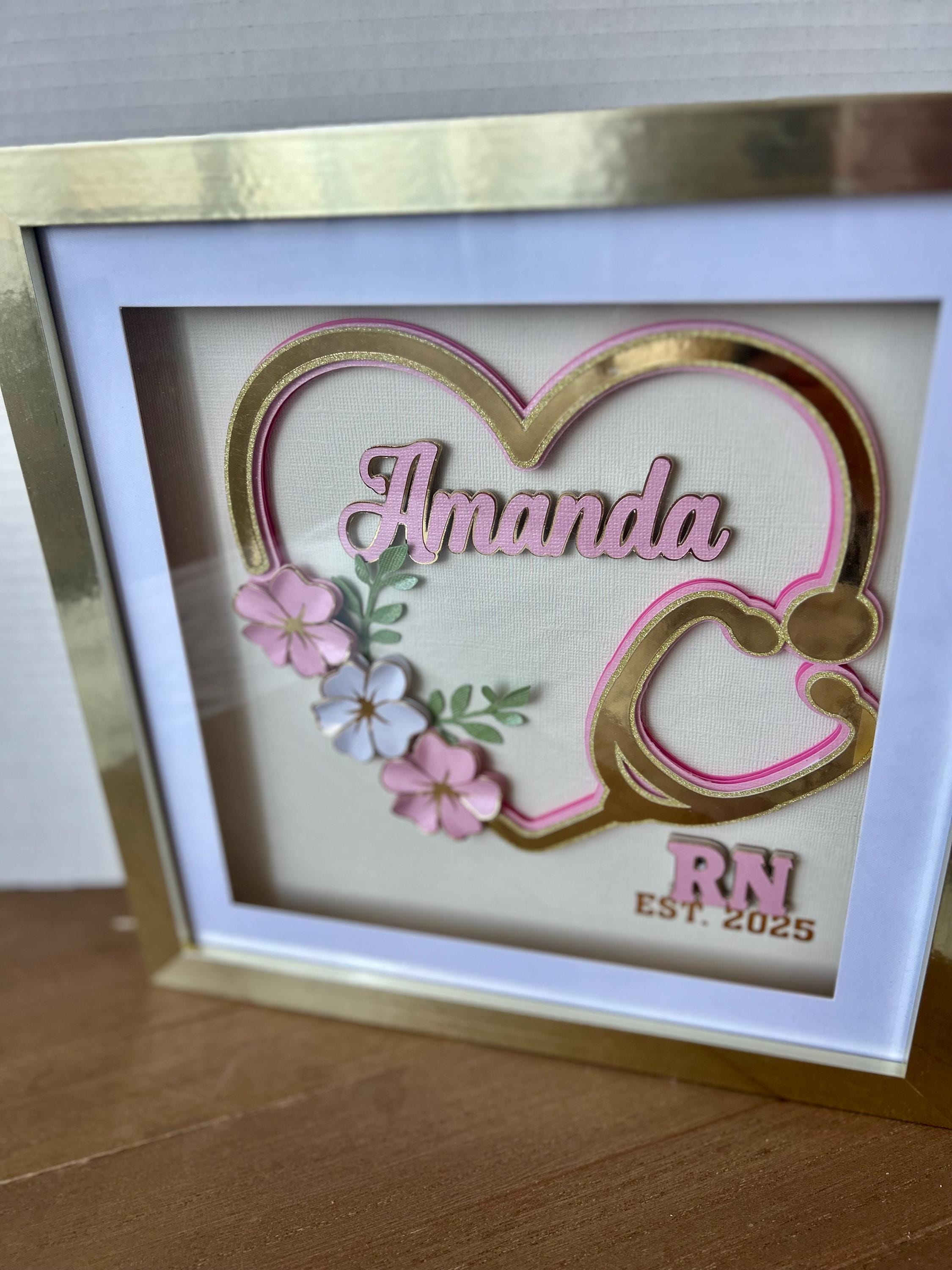 Pink Nurse Shadow Box, Nurse 3d Letter, Graduation Present, Graduation ...