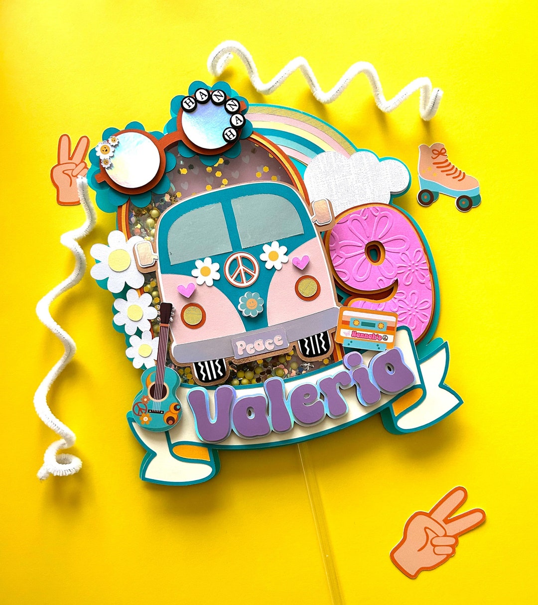 Groovy Cake Topper, Hippie Cake Topper, Retro Cake Topper, 80's Cake ...