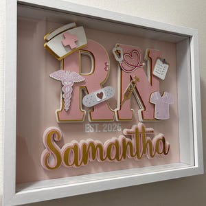 Pink Nurse Shadow Box, Nurse 3d Letter, Graduation Present, Graduation ...