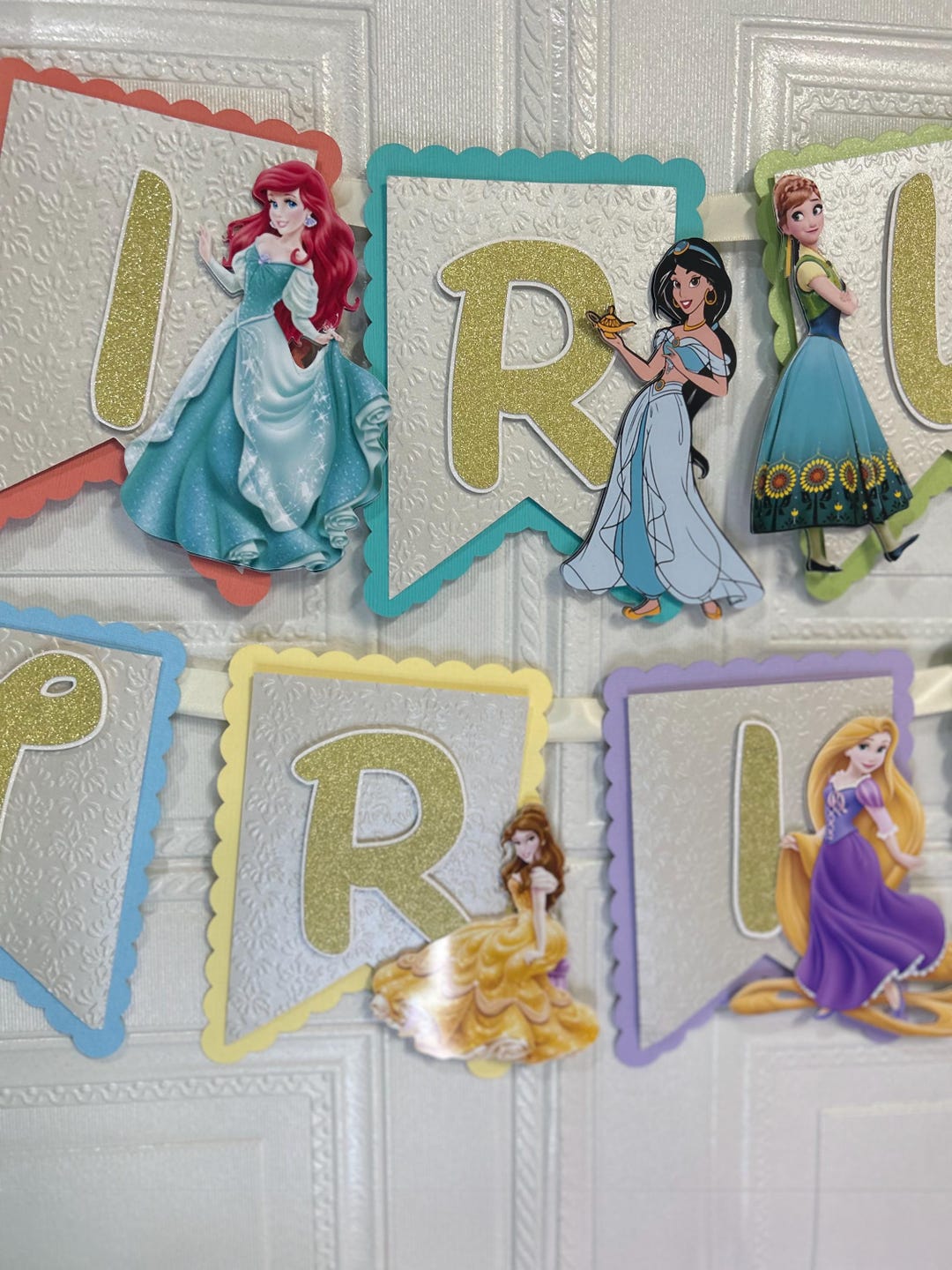 Princess Birthday Banner, Princess Cake Topper, Disney Birthday Banner ...