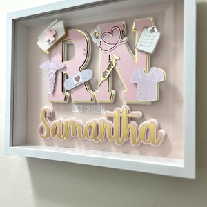 Pink Nurse Shadow Box, Nurse 3d Letter, Graduation Present, Graduation ...