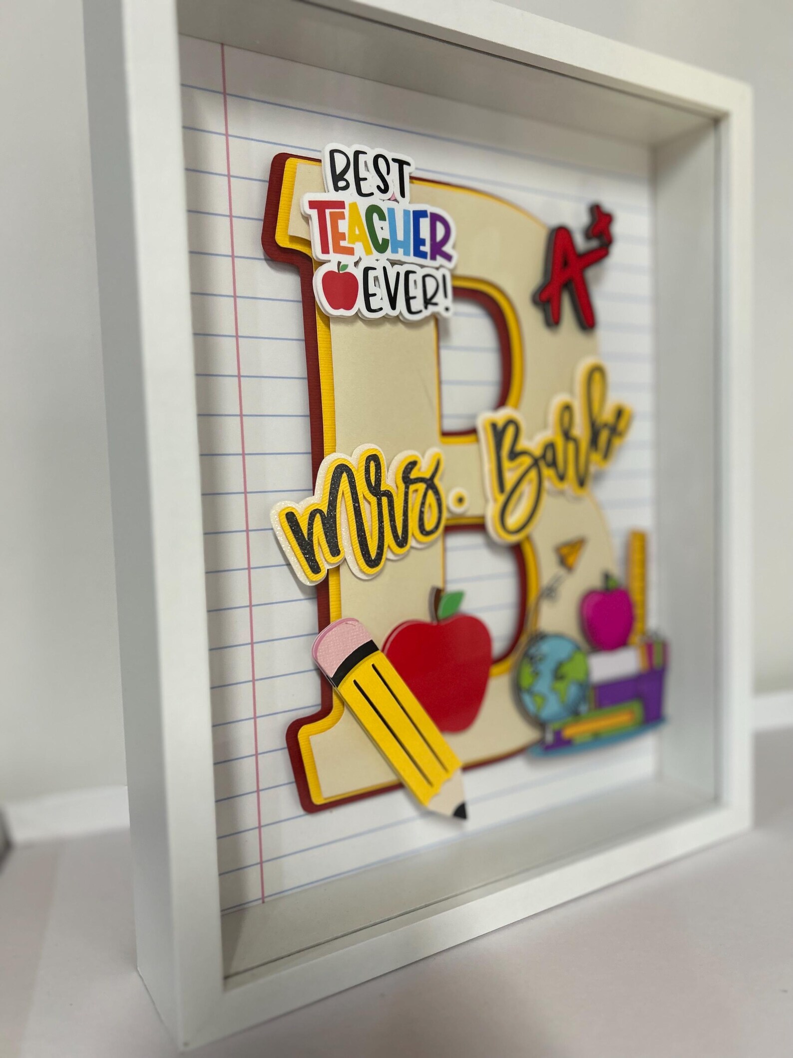 Teacher 3d Letter, Teacher Shadow Box, Teacher Sign, Shadow Box, - Etsy