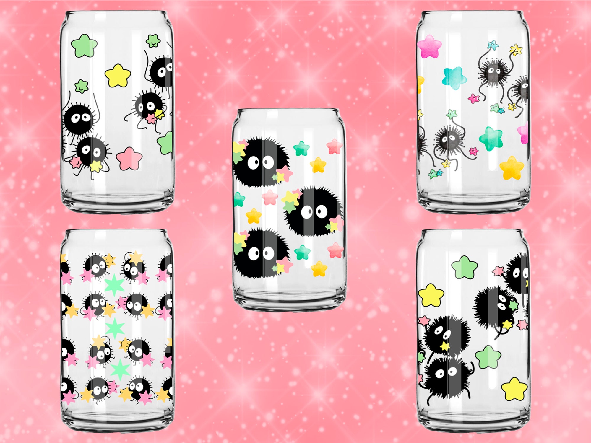 5 Soot Sprites 16oz GLASS CAN TEMPLATE Pack, Soot Sprites Glass Can ...