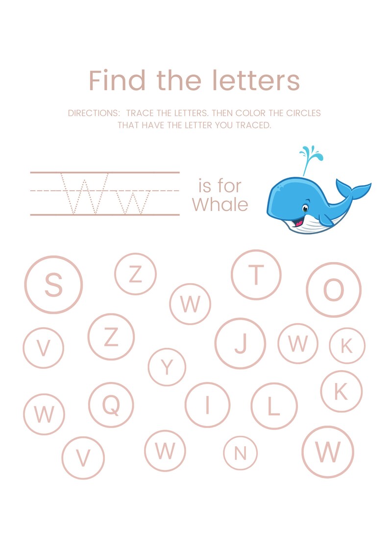 Trace & Color Worksheet - Etsy