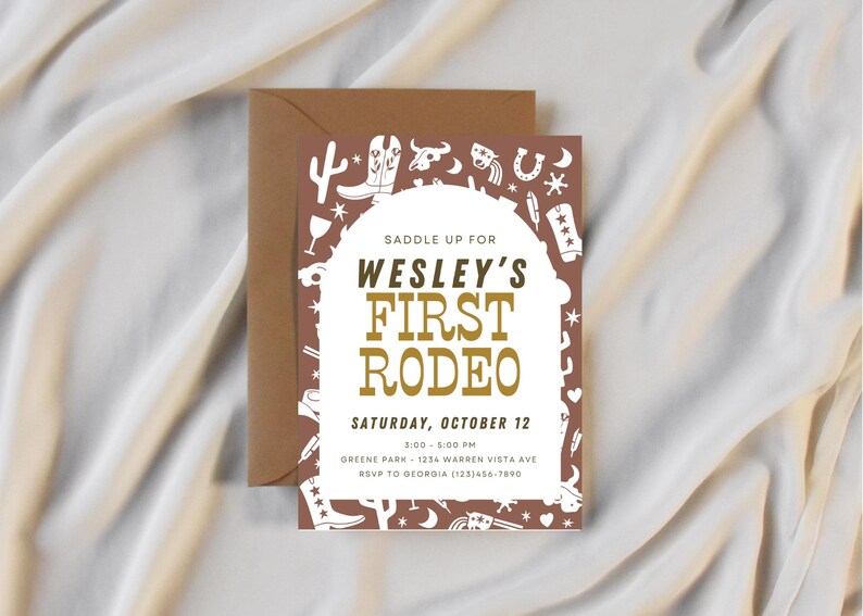 Editable First Rodeo Birthday Invitation | 1st Birthday Invitation ...
