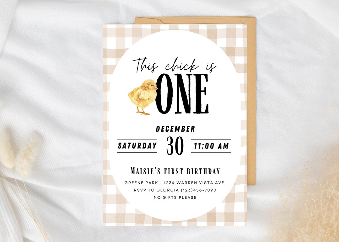 This Chick is One First Birthday Invitation | Chicken Birthday Invite ...