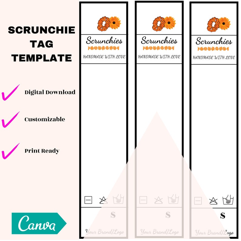 Scrunchie Template Tag, Printable and Editable - Etsy