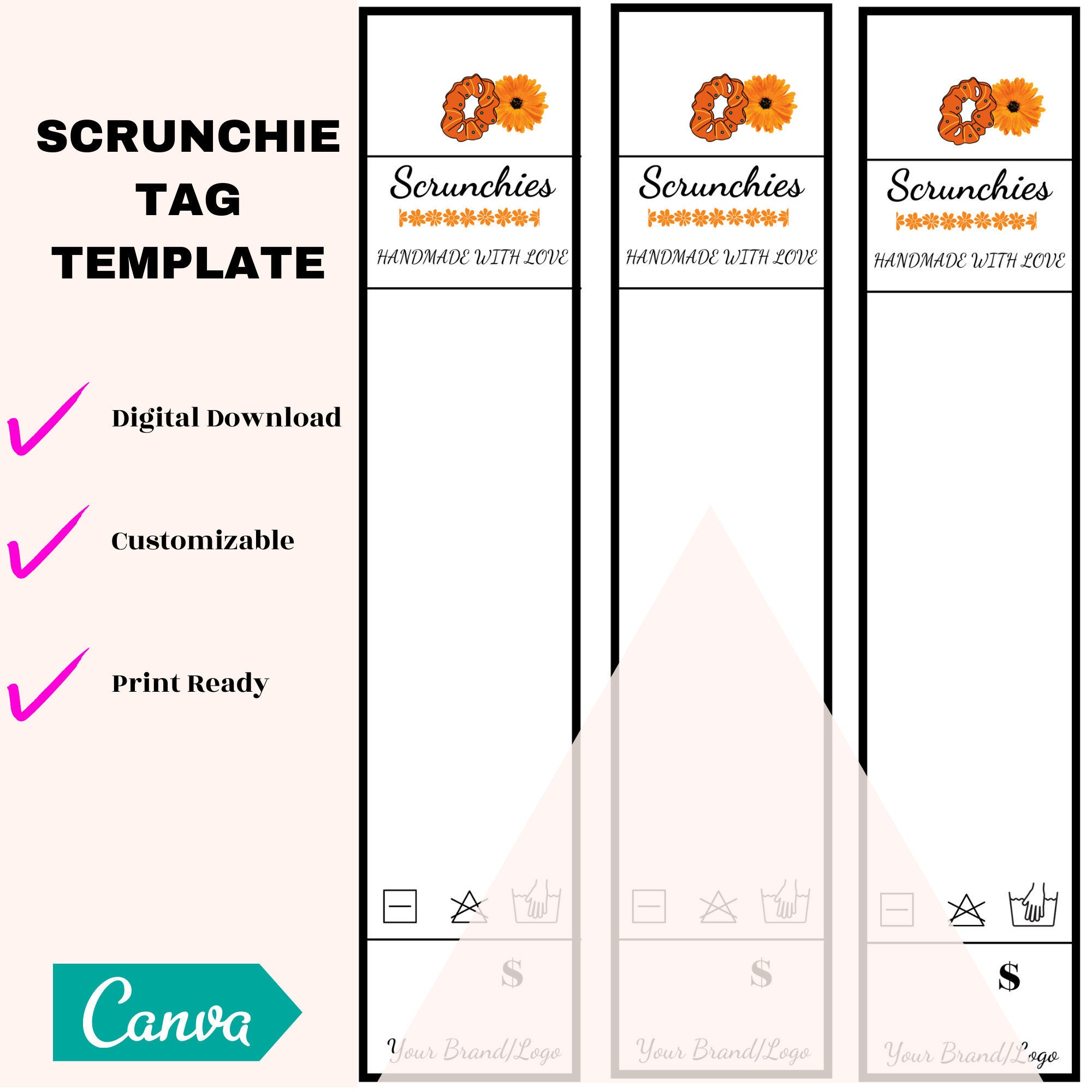 Editable Free Printable Scrunchie Tag Template Portal Tutorials