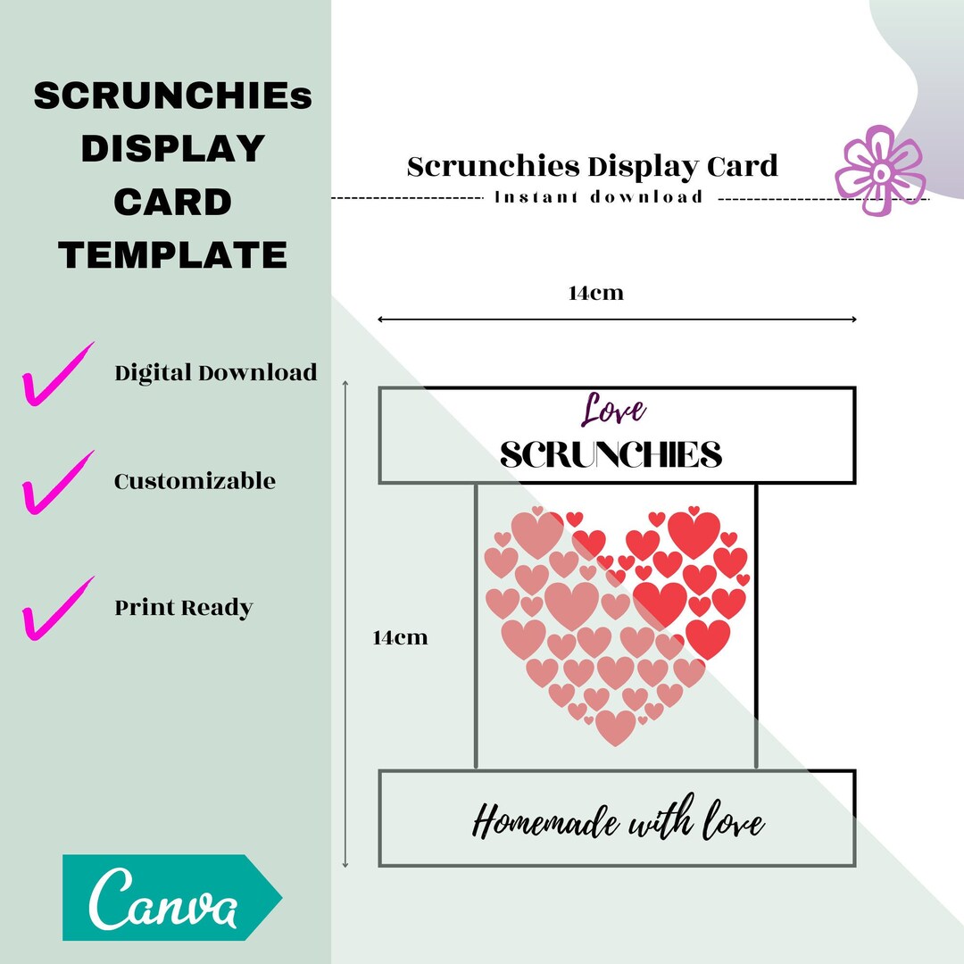 Scrunchies Display Card Template, Digital Download - Etsy