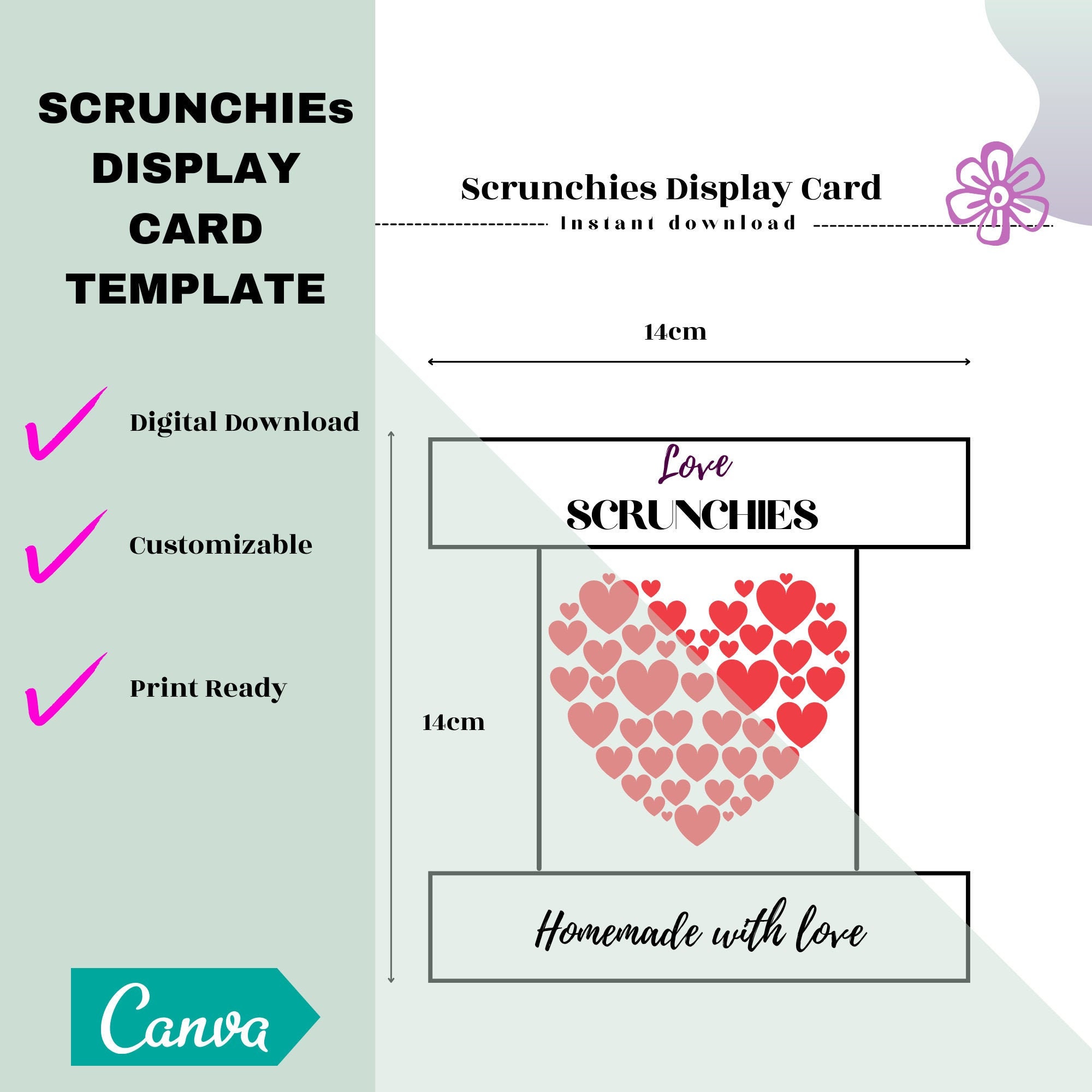 Scrunchies Display Card Template, Digital Download - Etsy