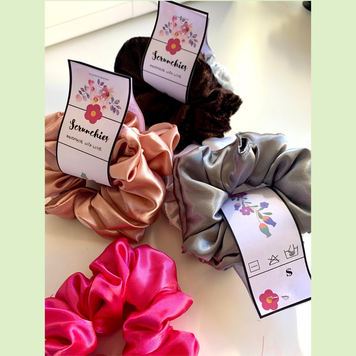 Scrunchies tag editable / Flower scrunchies tag/ descarga - Etsy España