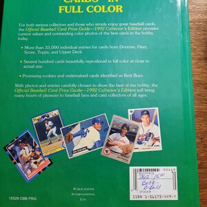 Official Baseball Card Price Guide - 1992 Collector's Edition - Etsy