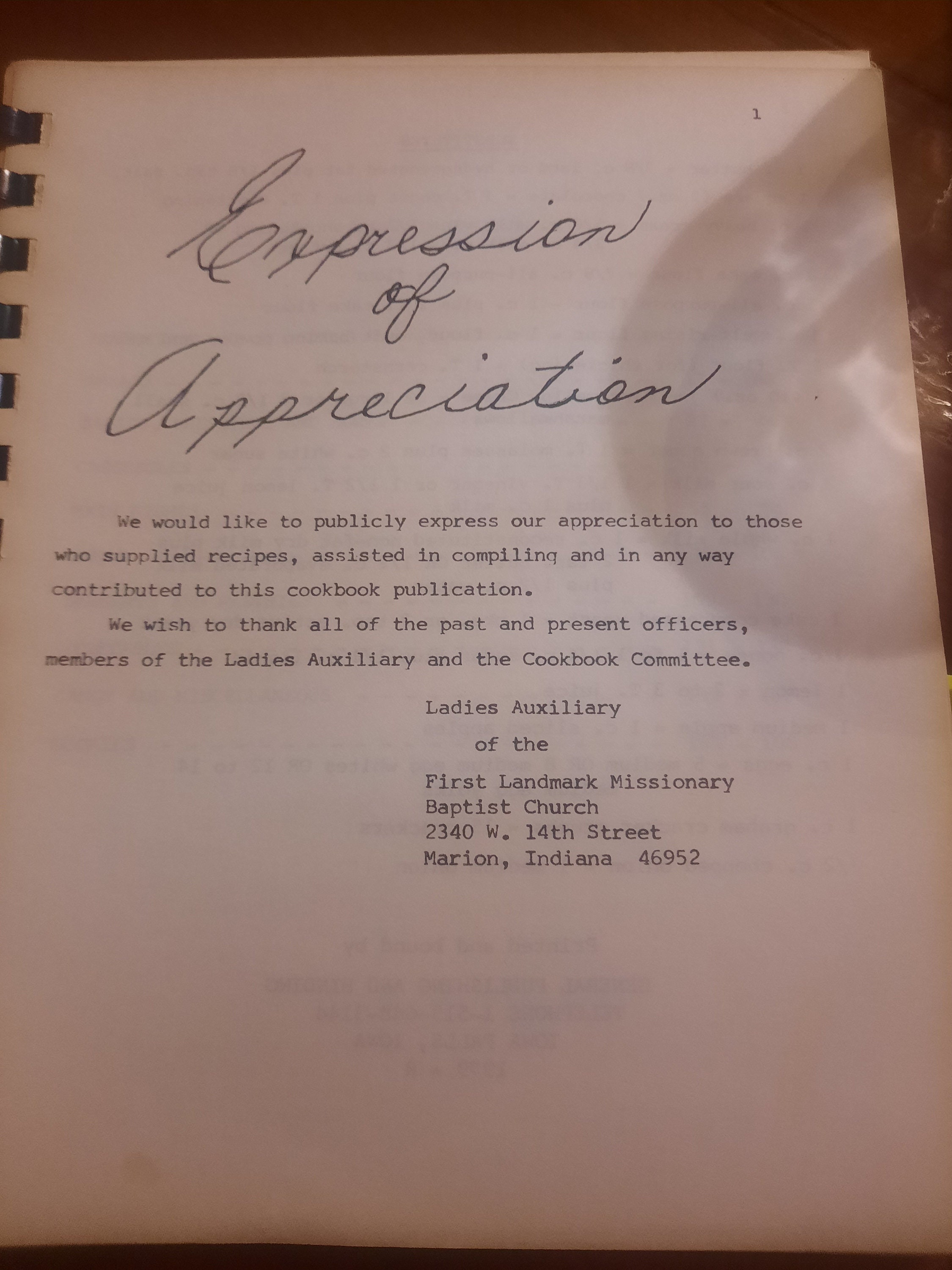 First Landmark Missionary Baptist Church Cookbook Etsy