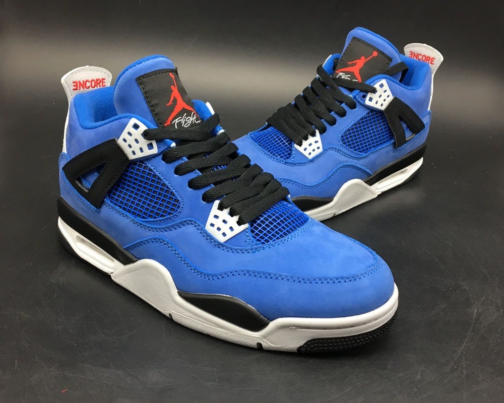 Eminem X Jordan 4 encore Blue/black-grey/red sport Sneaker, Trainers ...