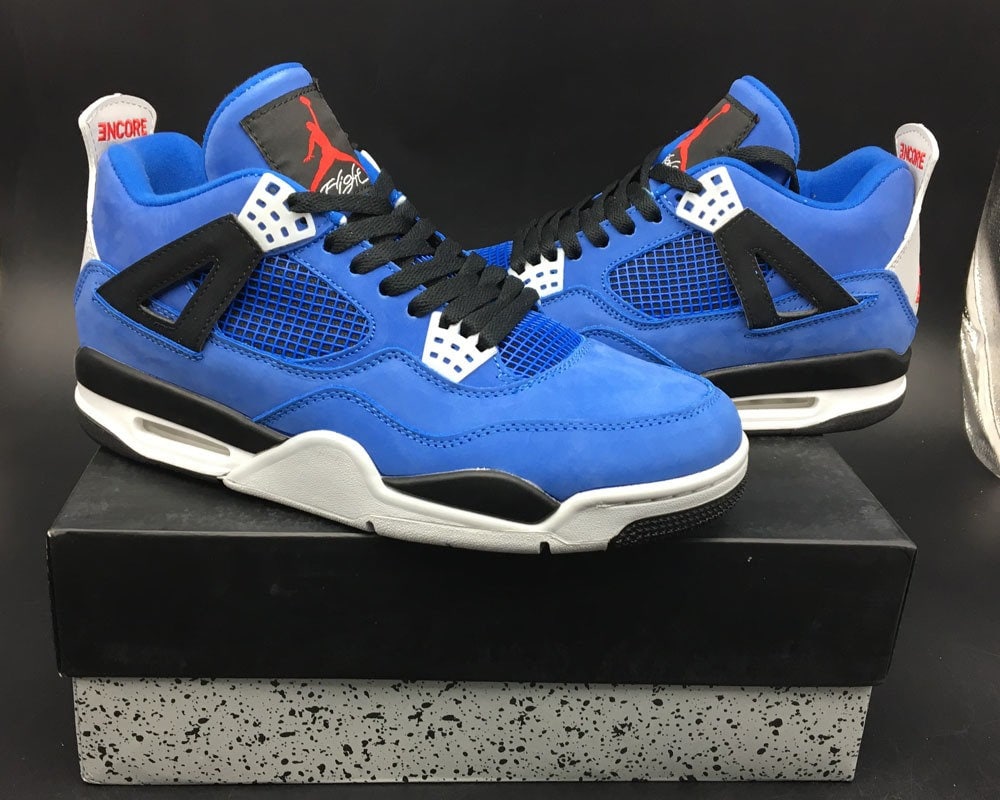 Eminem X Jordan 4 encore Blue/black-grey/red sport Sneaker, Trainers ...