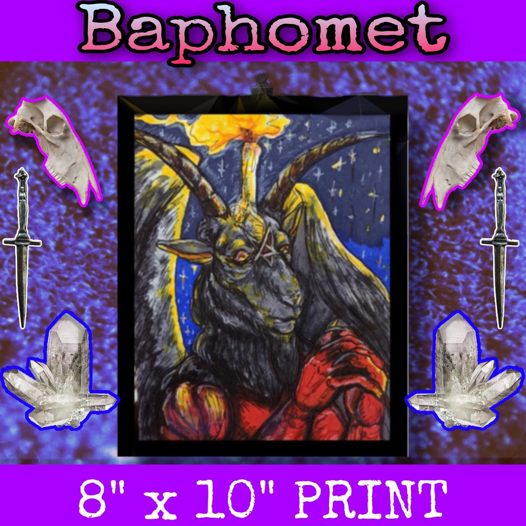 Baphomet Satanic Goat Watercolor Painting Print - Etsy