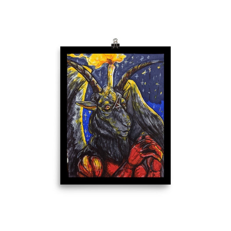 Baphomet Satanic Goat Watercolor Painting Print - Etsy
