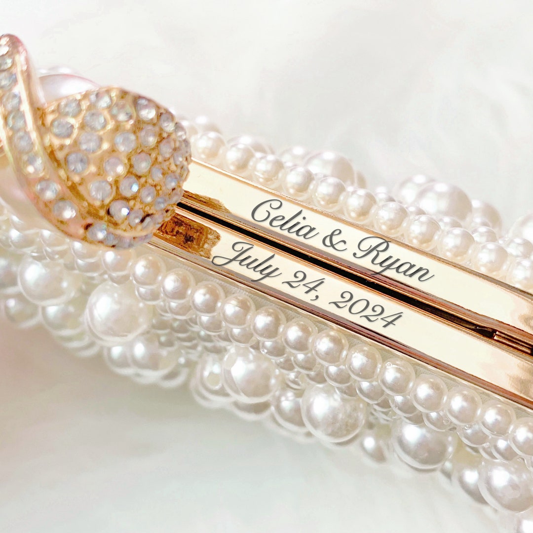 Personalized Pearl Clutch Bag, Pearl Evening Bag, Bridal Clutch With ...