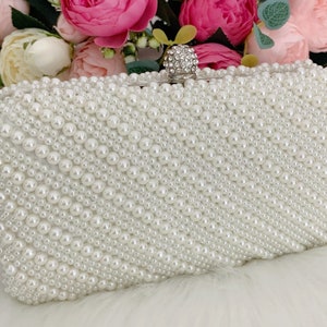Pearl Clutch Bag, Pearl Evening Bag, Bridal Clutch With Pearls, Beaded ...