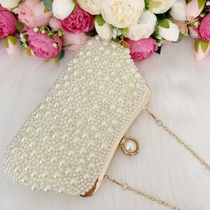 Personalized Pearl Clutch Bag, Pearl Evening Bag, Bridal Clutch With ...