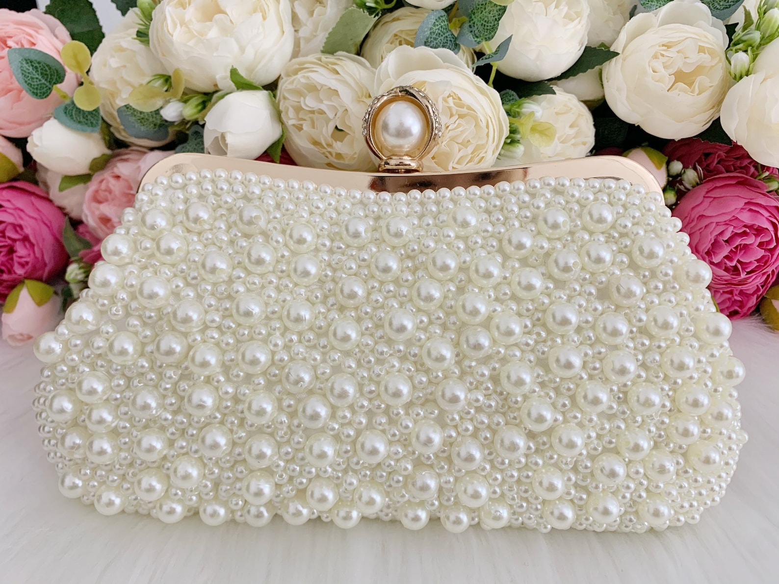 Pearl Clutch Bag Pearl Evening Bag Bridal Clutch With - Etsy