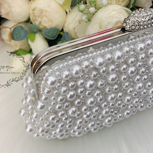 Pearl Clutch Bag, Pearl Evening Bag, Bridal Clutch With Pearls, Beaded ...