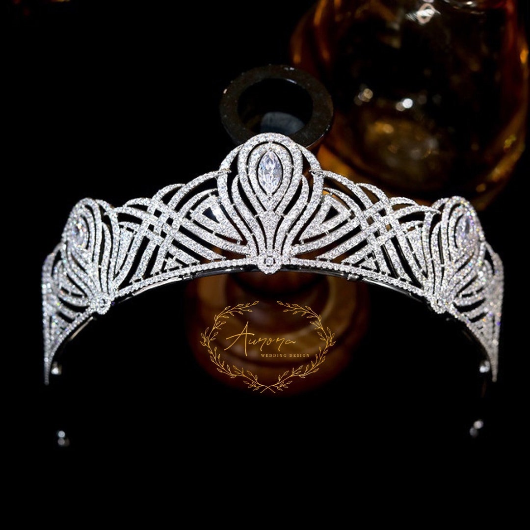 Luxury Bridal Tiara, Royal Tiara, CZ Tiara, Dainty Tiara, Silver Tiara ...